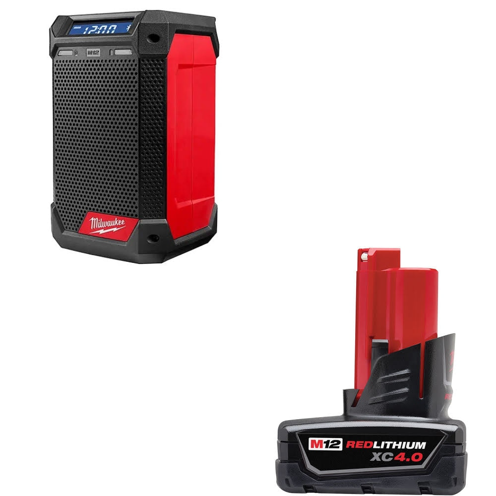 Milwaukee 2951-20 M12™ Radio + Charger W/ 48-11-2440 M12 XC4.0 Battery ...