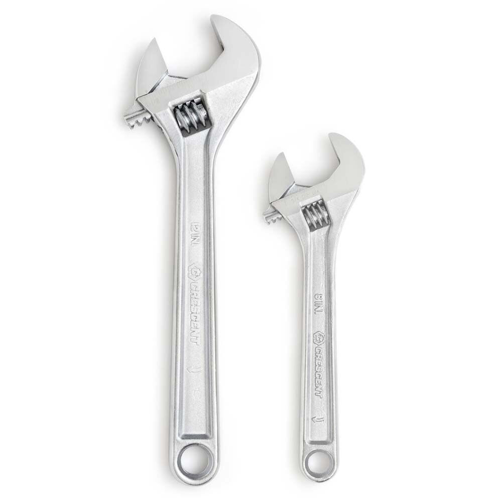 Crescent AC2812VS 2-Piece Adjustable Wrench Set, Satin Chrome, 8 in. a ...