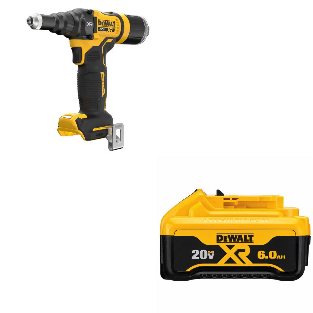 DeWalt DCF403B 20V MAX XR 3/16" Rivet Tool W/ DCB206 20V MAX 6.0Ah Bat ...
