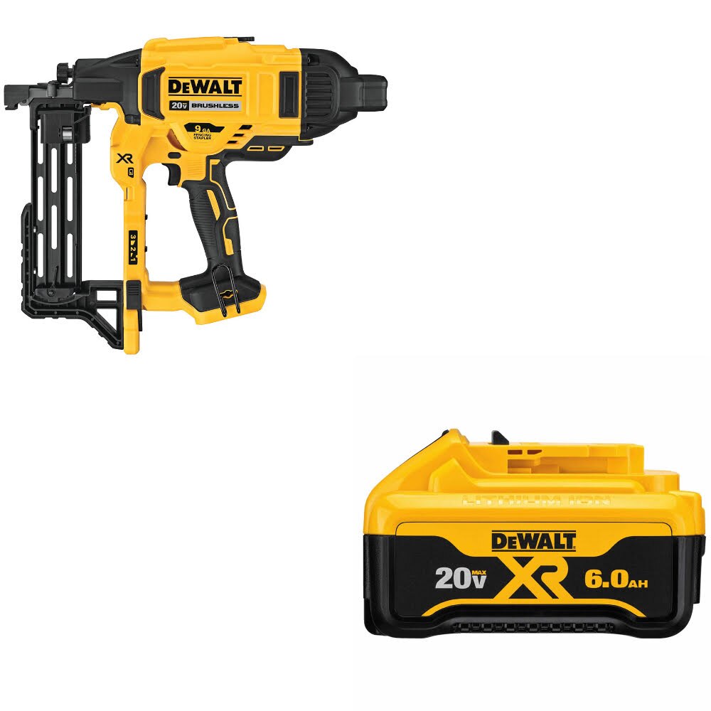 DeWalt DCFS950B 20V MAX XR 9GA Stapler, Bare W/ DCB206 20V MAX 6Ah Bat ...