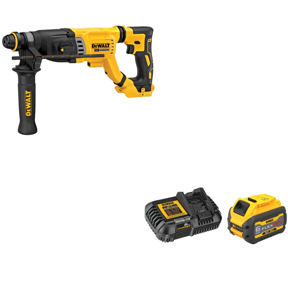 DeWalt DCH263B 20V MAX 1-1/8" Rotary Hammer W/ DCB606C 20V/60V MAX Sta ...
