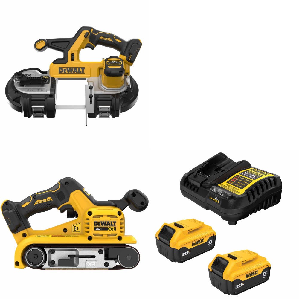 DeWalt DCS378B 20V Band Saw Kit W/ DCW220B 20V Belt Sander and FREE DC ...