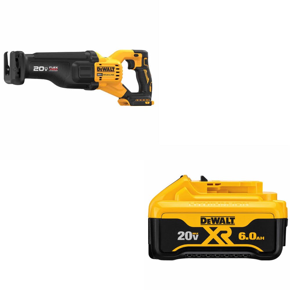 DeWalt DCS386B 20V MAX FLEXVOLT Recip Saw W/ DCB206 20V MAX 6.0Ah Batt ...