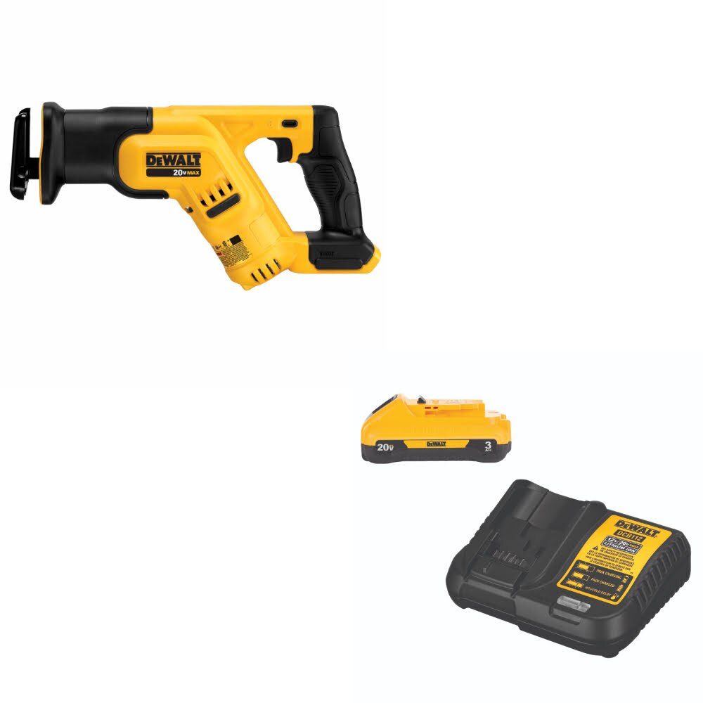 DeWalt DCS387B 20V MAX Recip Saw, Bare Tool W/ DCB230C 20V MAX Starter ...