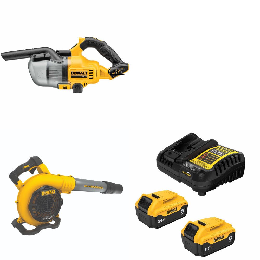 DeWalt DCV501HB 20V Dry Hand Vacuum W/ DCBL770B 60V Blower, Bare & Bat ...