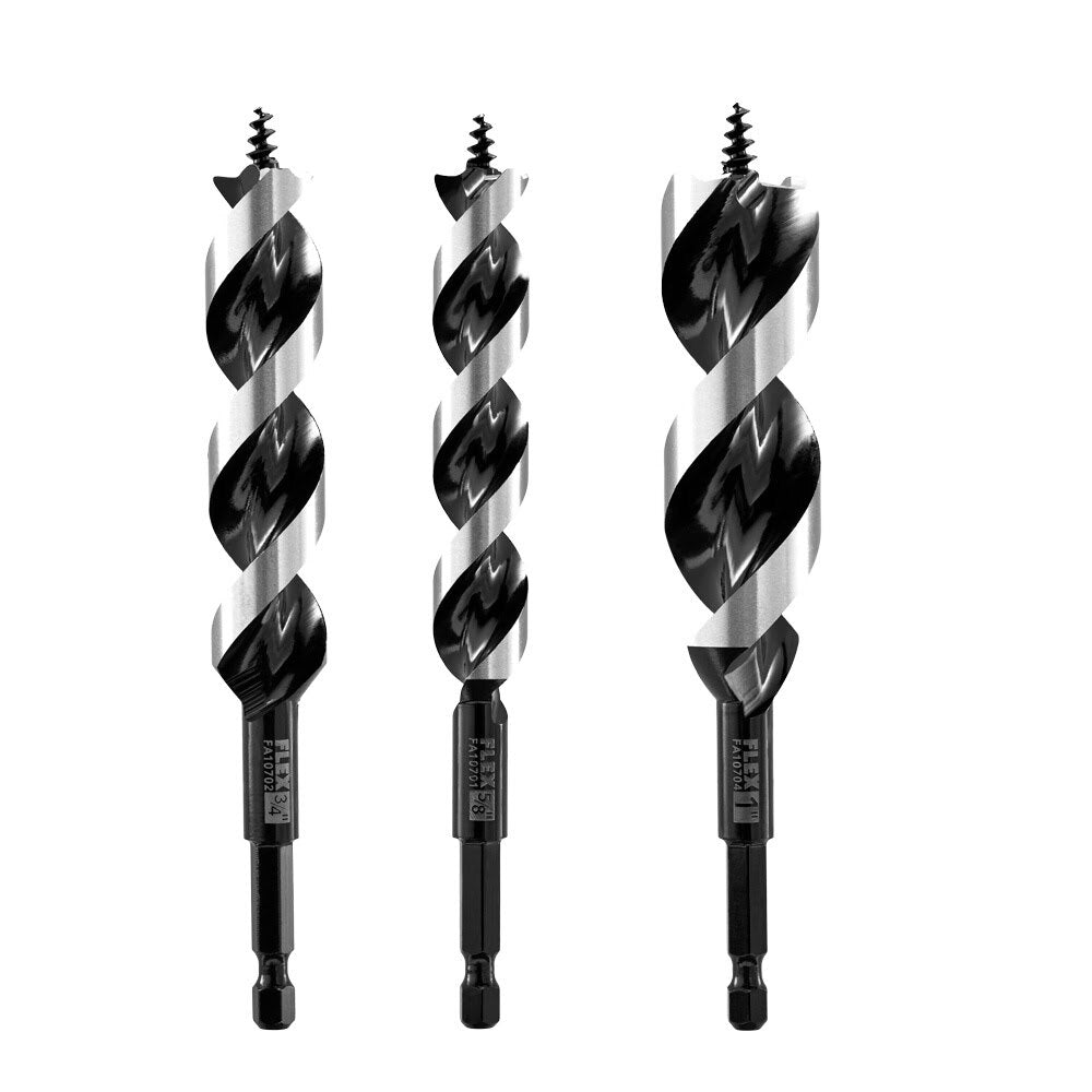 Flex FAM10701-3 1/4" Hex Auger Set for Fast, Burr-Free Drilling in Woo ...