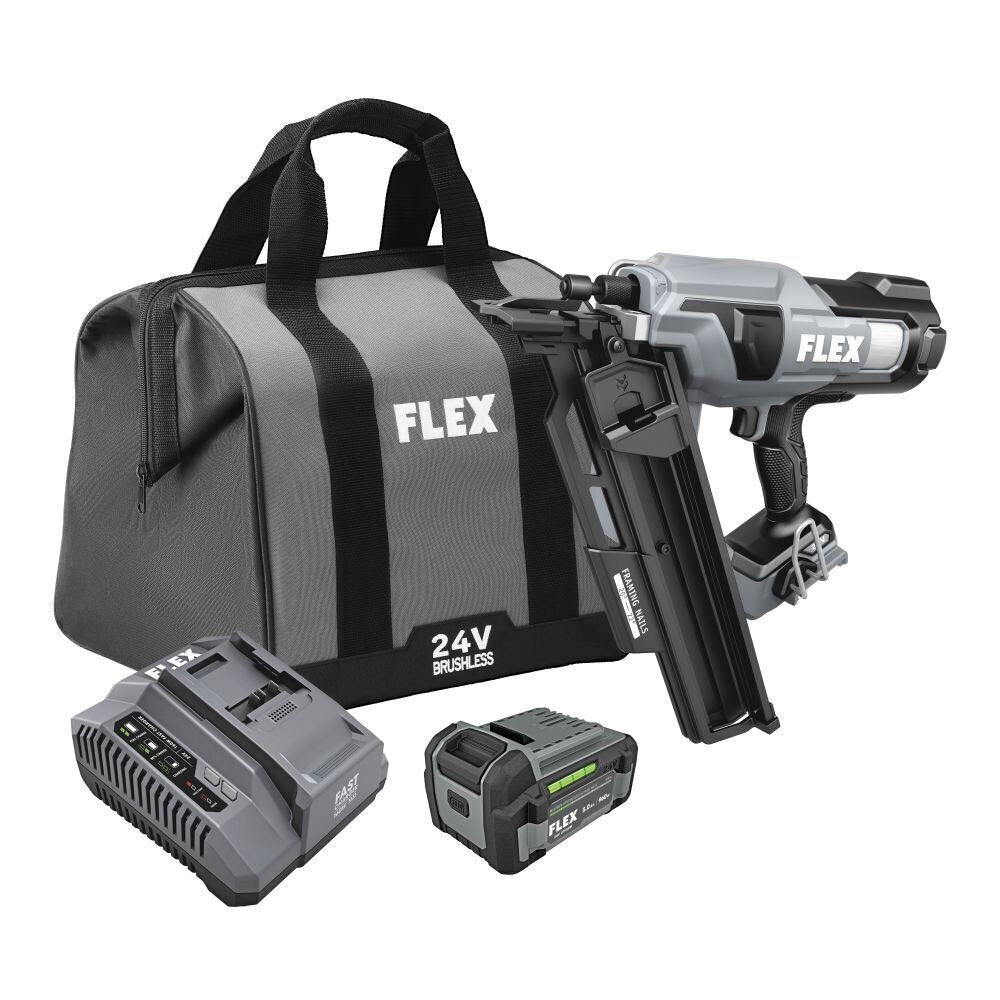 Flex FX4351A-1C 24V Brushless 21 Degree Framing Nailer Kit – Toolup