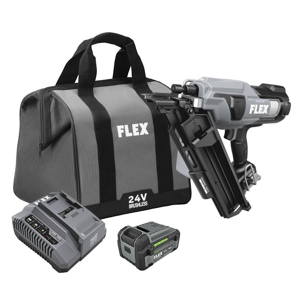 Flex FX4351B-1C 24V Brushless 30 Degree Framing Nailer Kit – Toolup