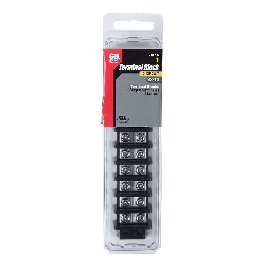 Gardner Bender GTB-410 BLOCK TERMINAL 10-CIRCUIT 30A 600V 22-10 AWG ...