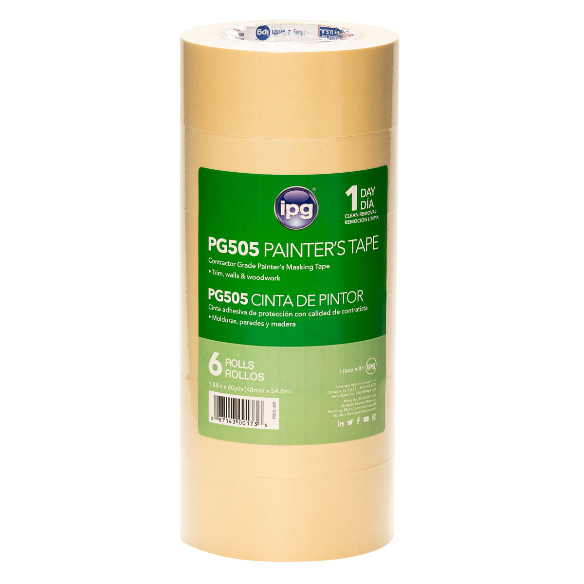 Intertape PG505.123R PG505 Utility Paper Masking Tape - Natural 48MM X ...