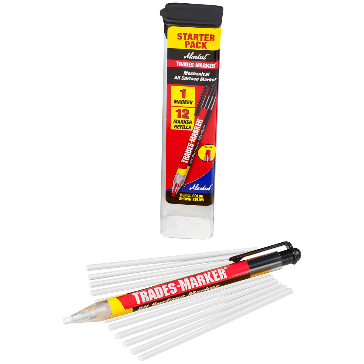 Markal 96130 Trades-Marker, 1 Holder/12 Refills, White, 6 Pack – Toolup