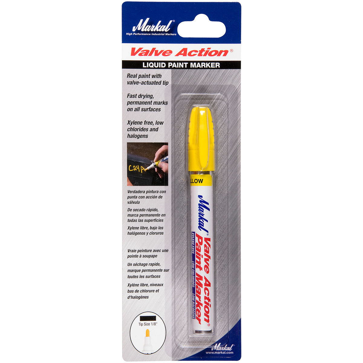 Markal 96801 Valve Action Liquid Paint Marker, Carded, Yellow, 24 Pack ...