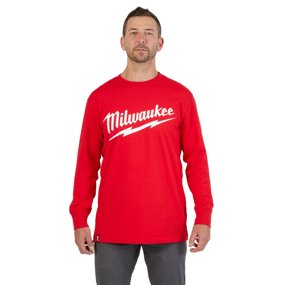 Milwaukee 608R Heavy Duty T-Shirt - Long Sleeve Logo Red – Toolup
