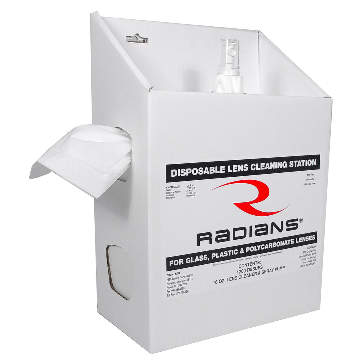 Radians LCS161200 Large Lens Cleaning Station (16 oz. Solution, 1200 T ...