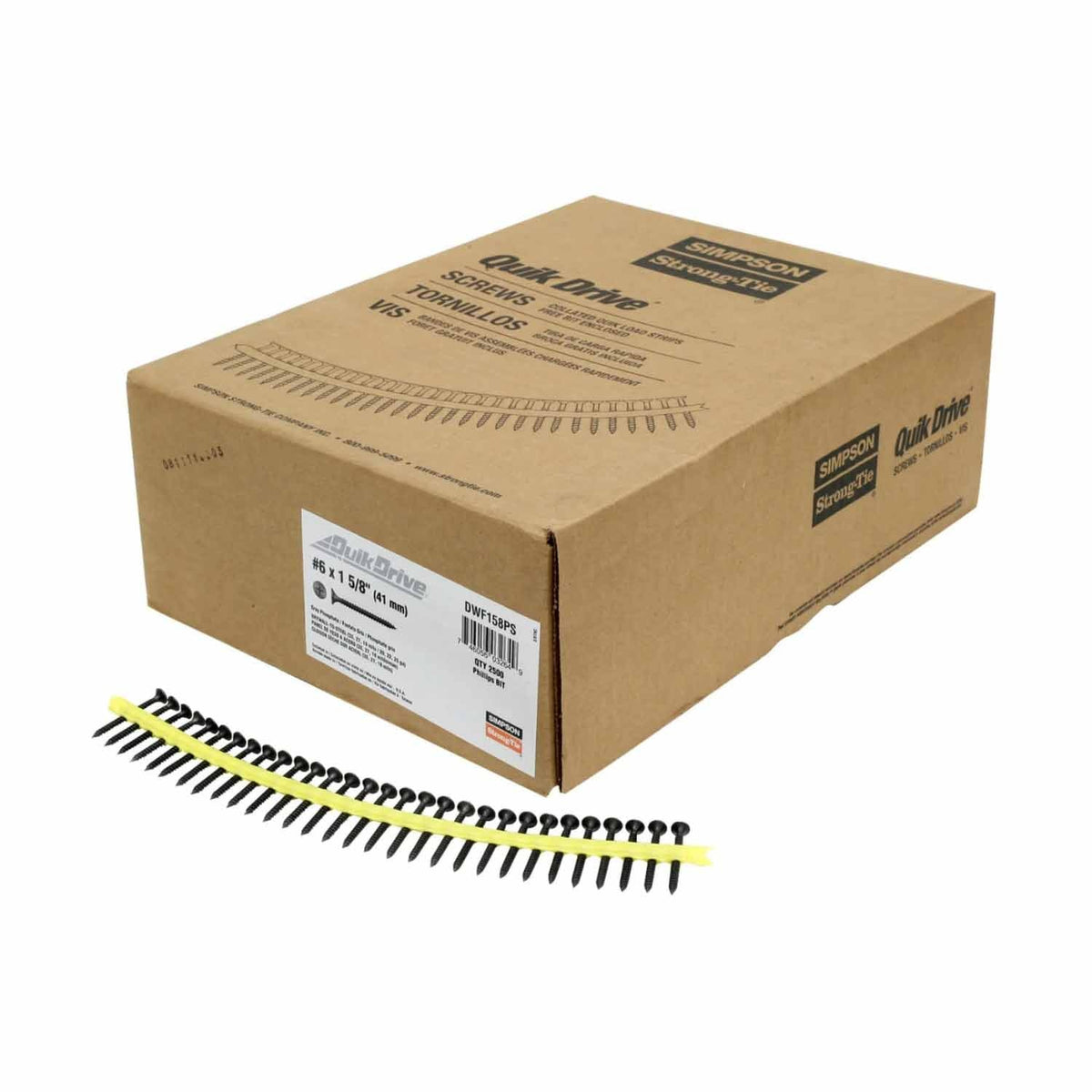 Simpson Strong-Tie DWF158PS Quik Drive (#6 x 1-5/8") Collated Drywall ...