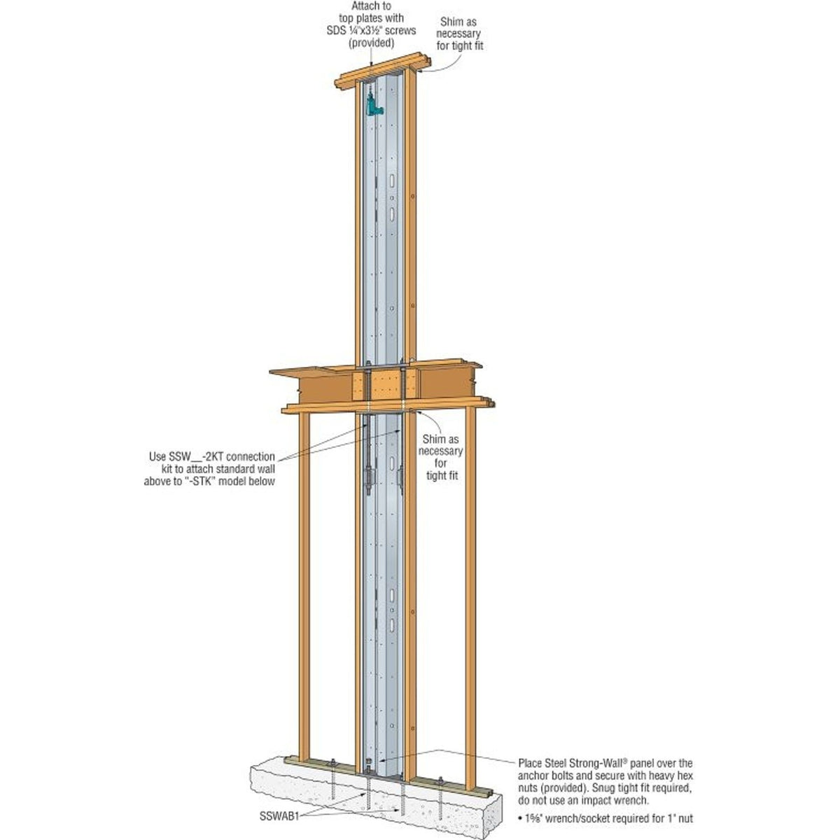 Simpson Strong-Tie SSW21-2KT Strong-Wall Steel Two-Story Stacked-Wall ...