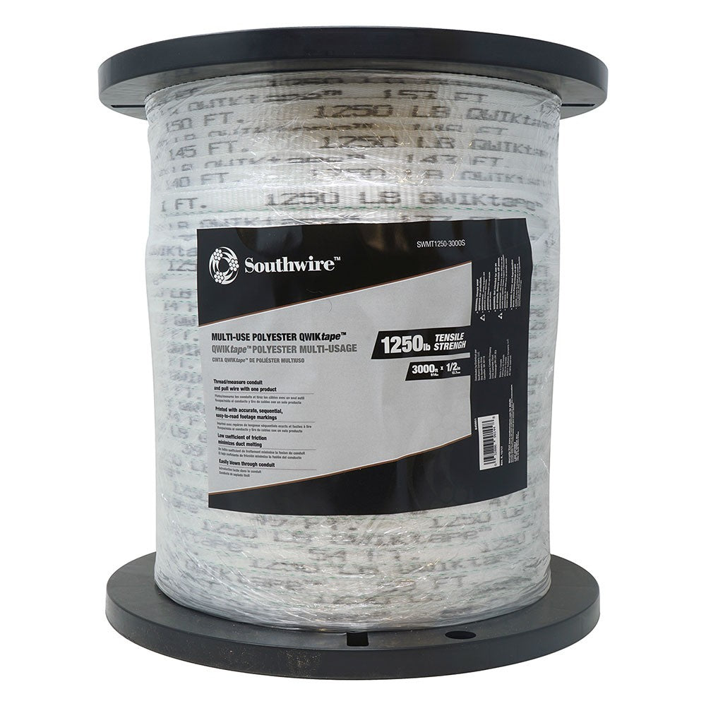 Southwire SWMT2500-3000S Qwiktape Pull Tape, 2500 lb x 3000' Spool – Toolup