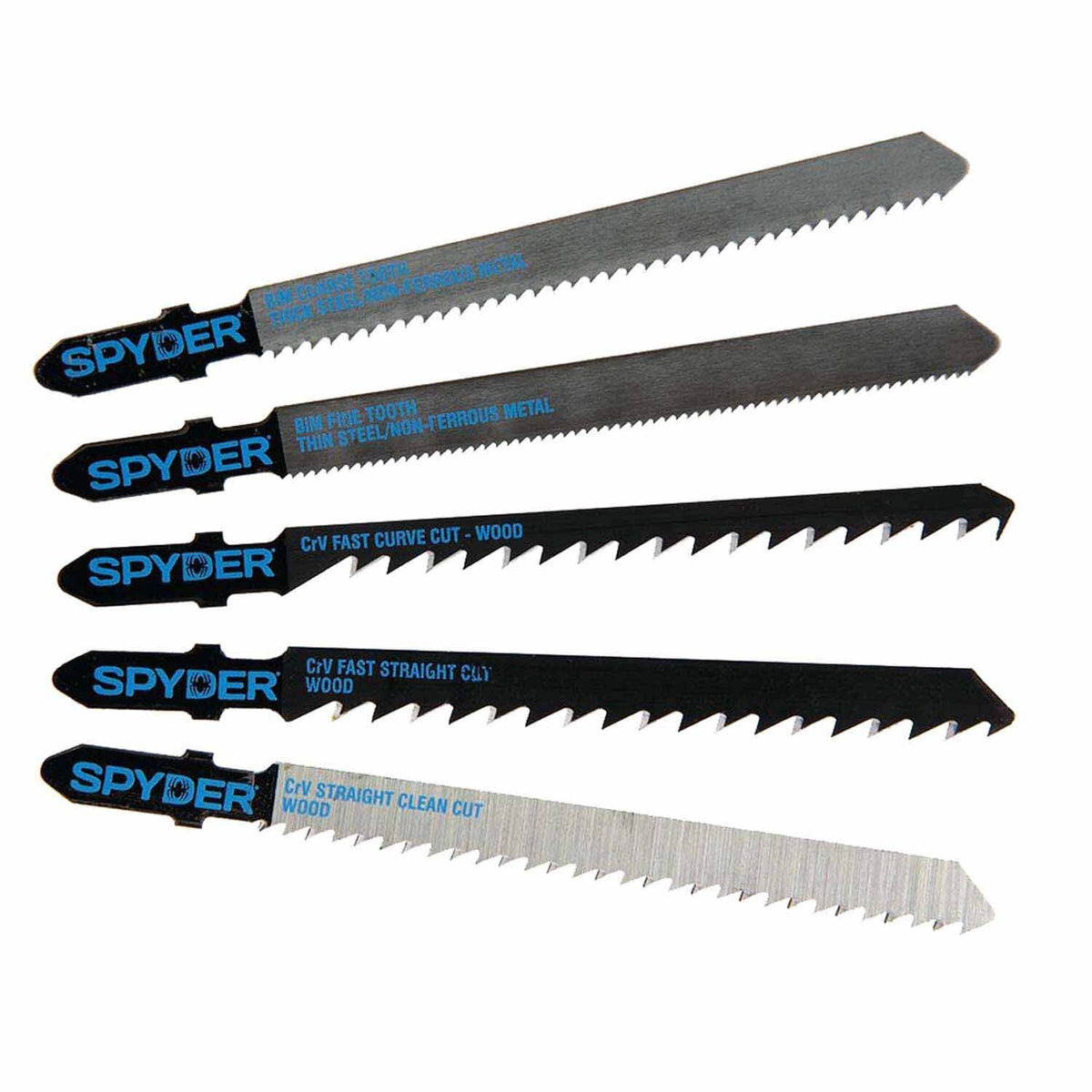 Spyder 300089 5-Piece T-Shank Multi-Material Cutting Jig Saw Blade Set ...
