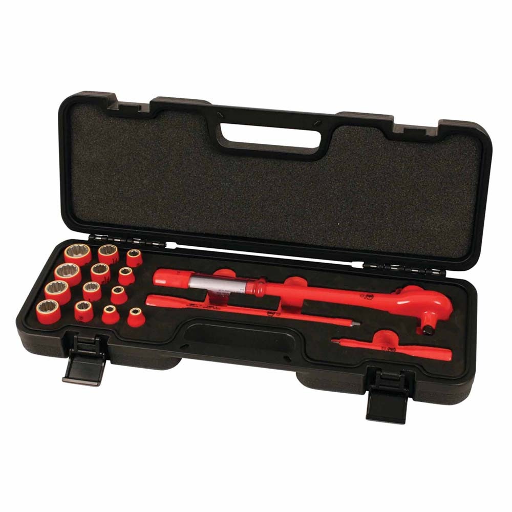 Wiha 30190 16 Piece Insulated 3/8" Drive Torque 12 Point Socket Set ...