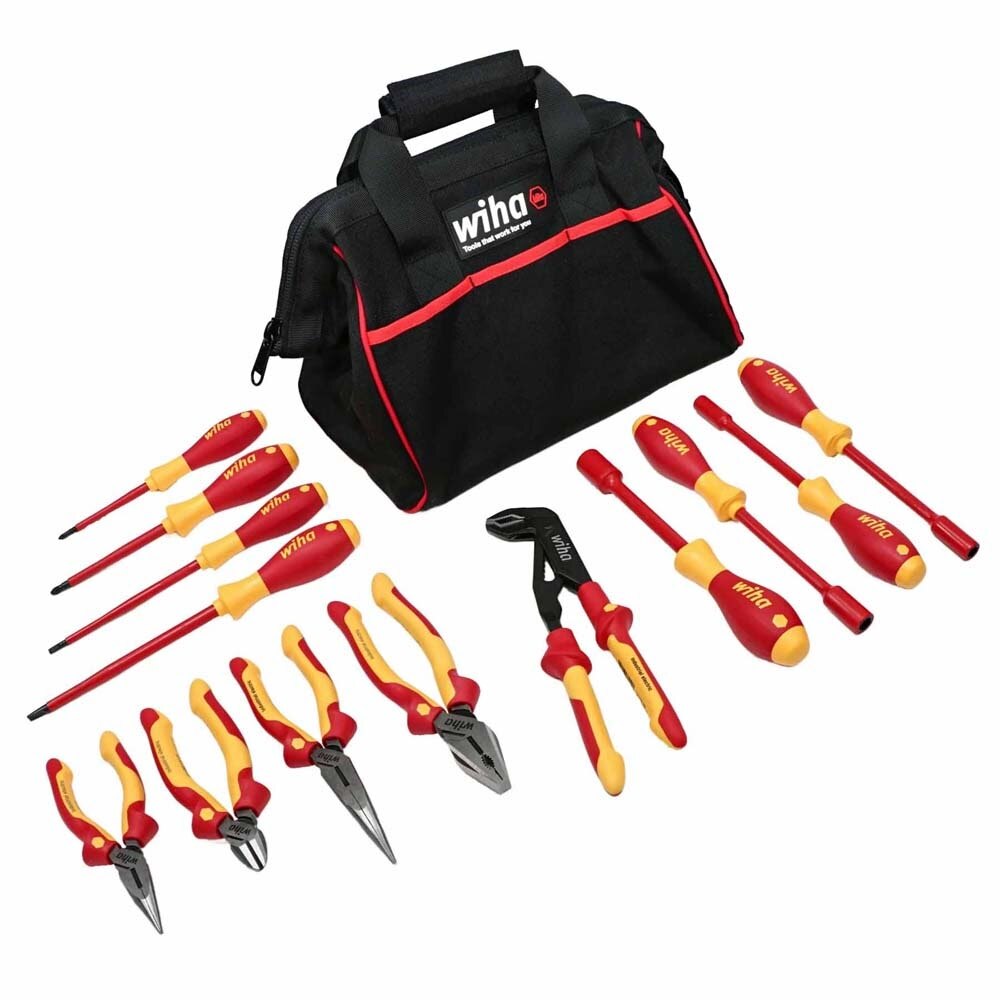 Wiha 32894 13 Piece Master Electrician's Insulated Tool Set in Canvas ...