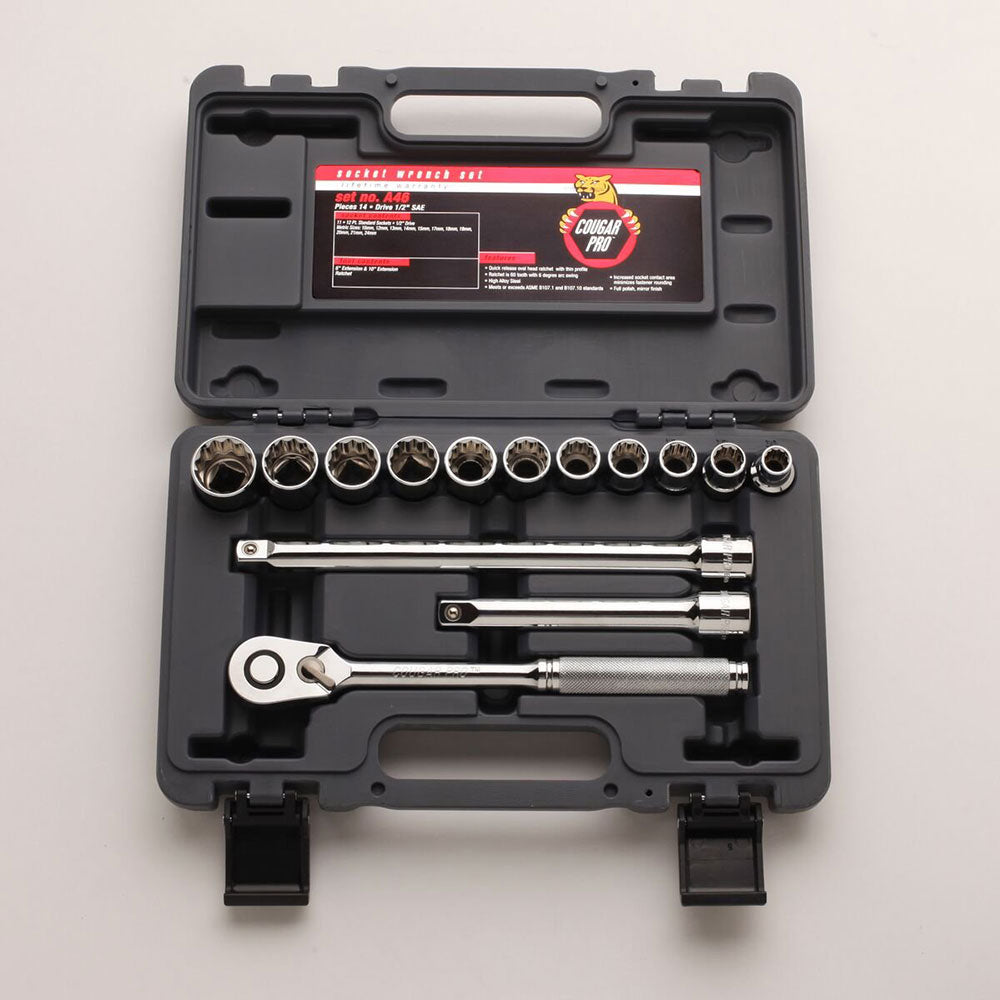 Wright Tool A46 1/2" Drive 14 Piece Standard Cougar Pro Socket Set – Toolup